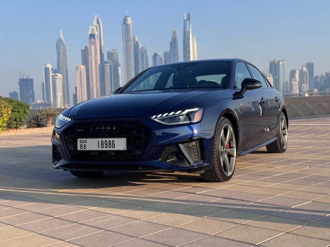 Rent Audi A4s premium plus (blue) 2023 in Dubai | 1642 | Rentop